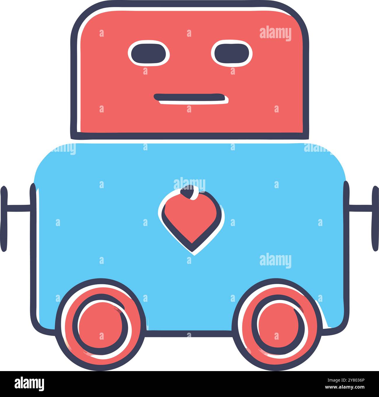 Cute cartoon robot with a heart on its chest. perfect for representing ...