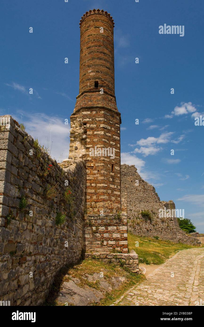 The minaret of the 14th century Red Mosque ruins within the fortified ...