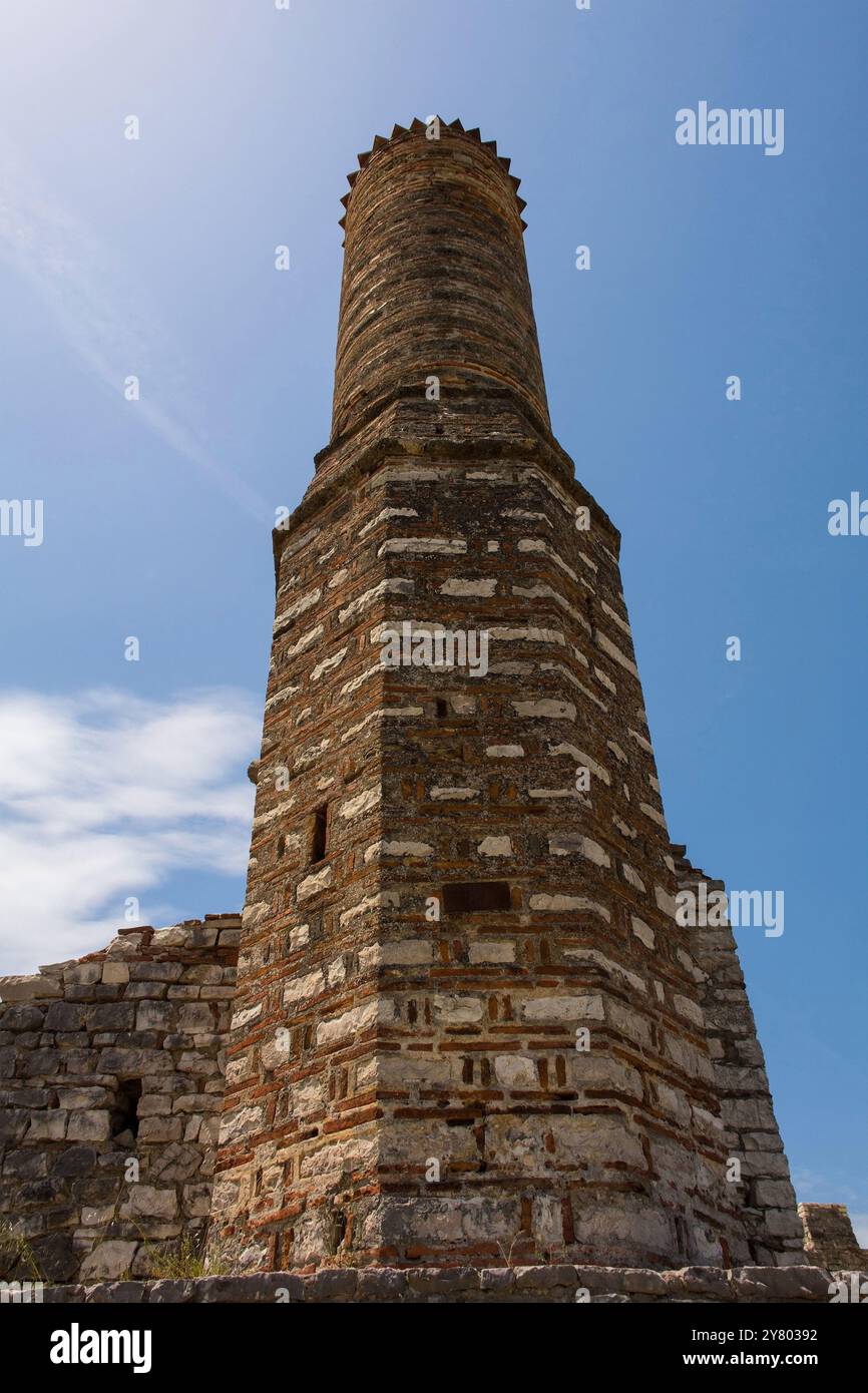 The minaret of the 14th century Red Mosque ruins within the fortified ...