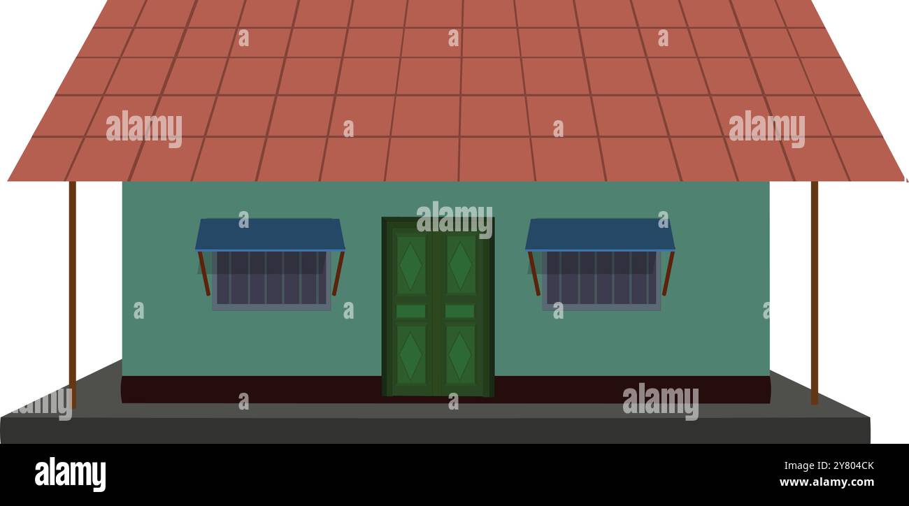 Asian village hut design. African poor farmer cottage vector ...