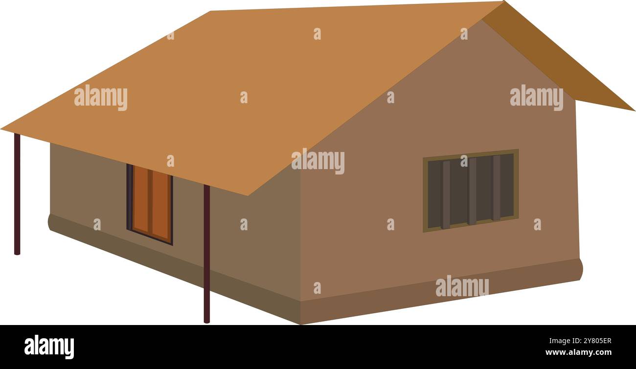 Indian village hut vector illustration isolated on white background ...