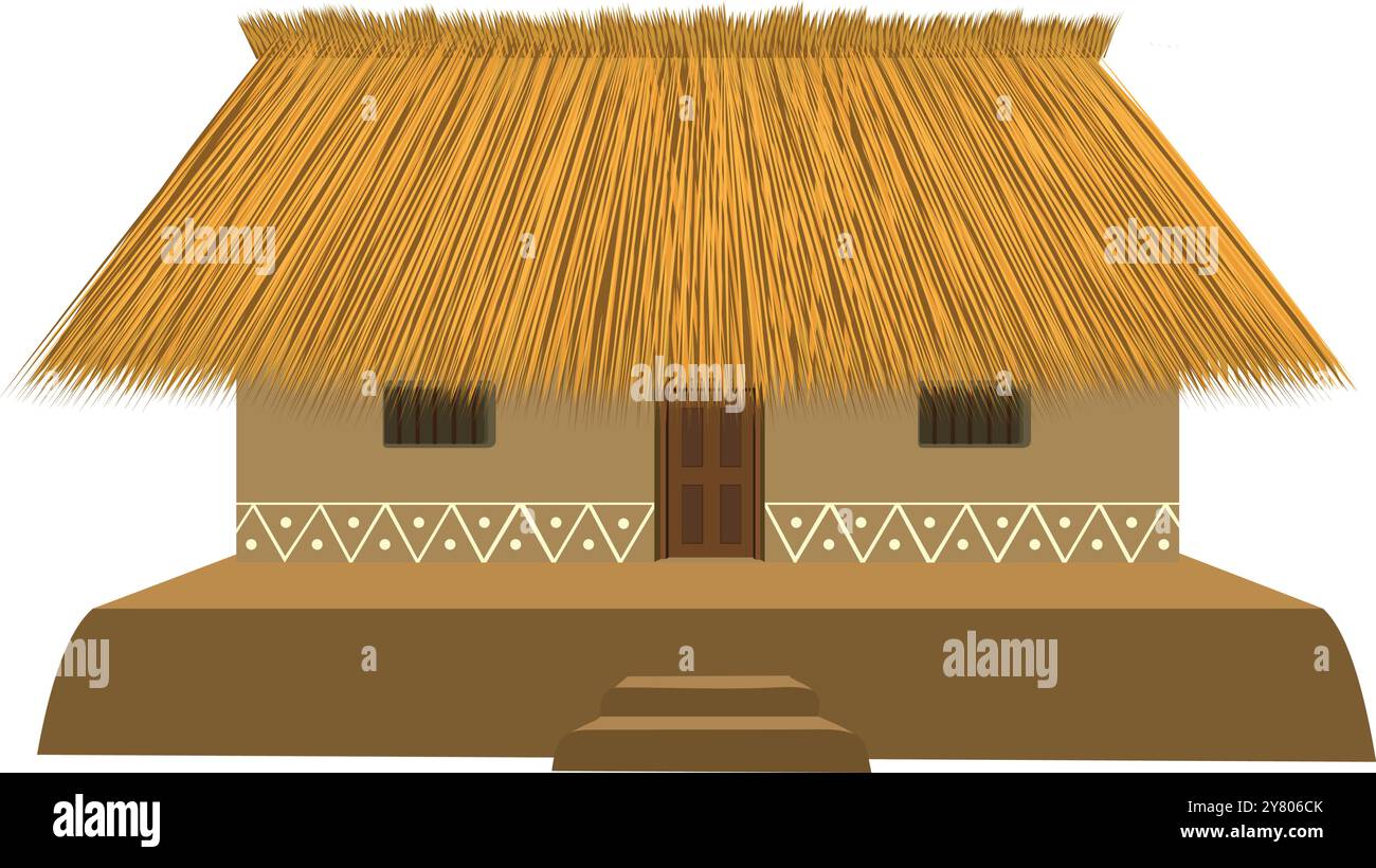 India wood house thatched roof Stock Vector Images - Alamy