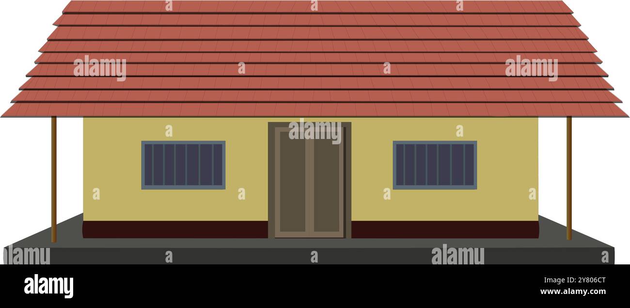 Poor Village Hut Shelter Flat Cartoon Vector isolated on white ...