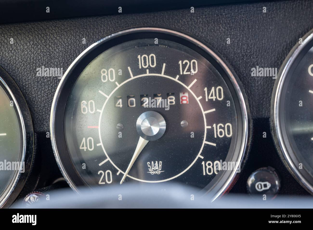 Lublin, Poland August 24 2024 vintage Saab 99 dashboard with classic ...