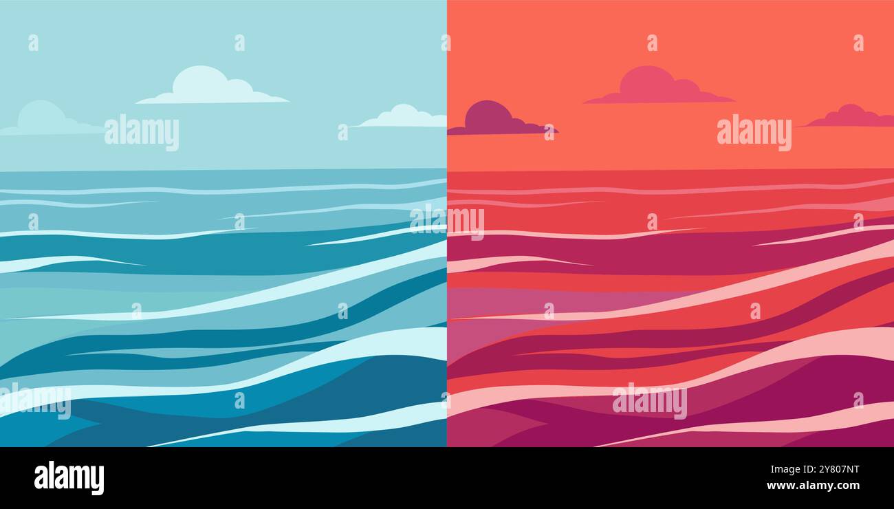 Daytime landscape idyllic sea view Stock Vector Images - Alamy