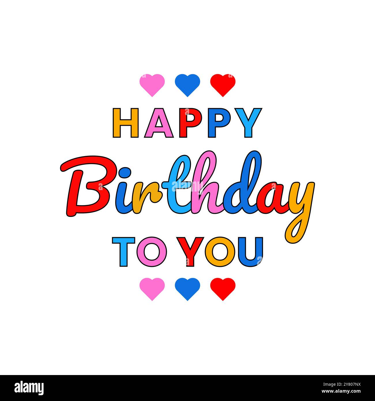 Happy birthday text vector design with decorative colorful typography ...