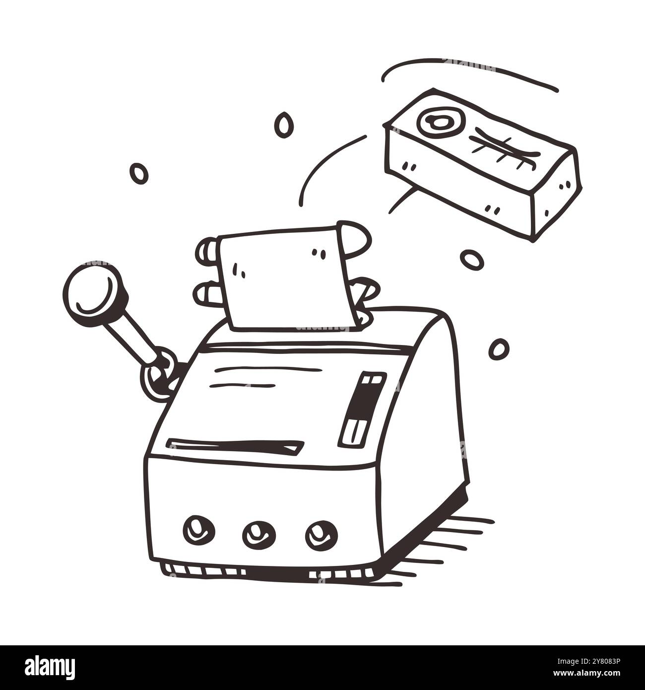Hand drawn doodle of a cash register with a receipt coming out. Perfect ...