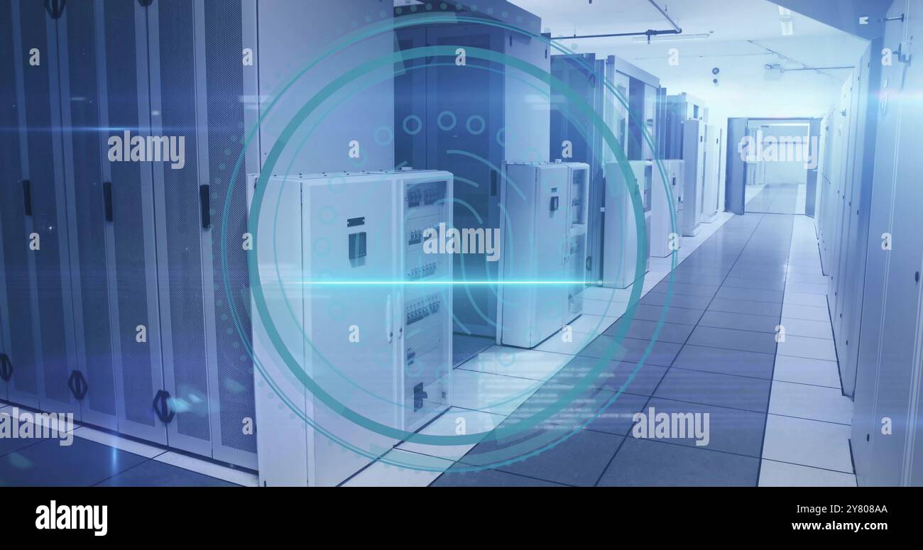 Image of cyber security text and digital data processing over computer servers Stock Photo - Alamy