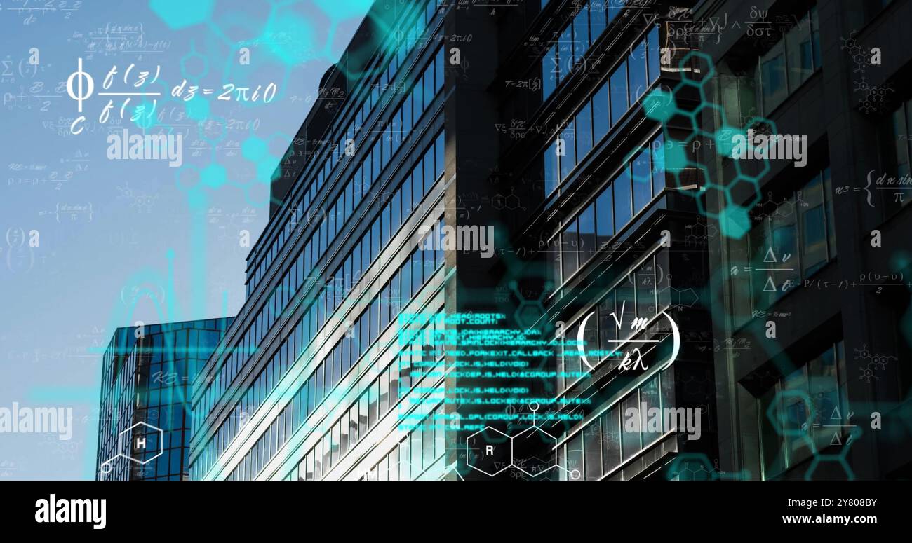 Image of data processing with chemical formula and mathematical ...