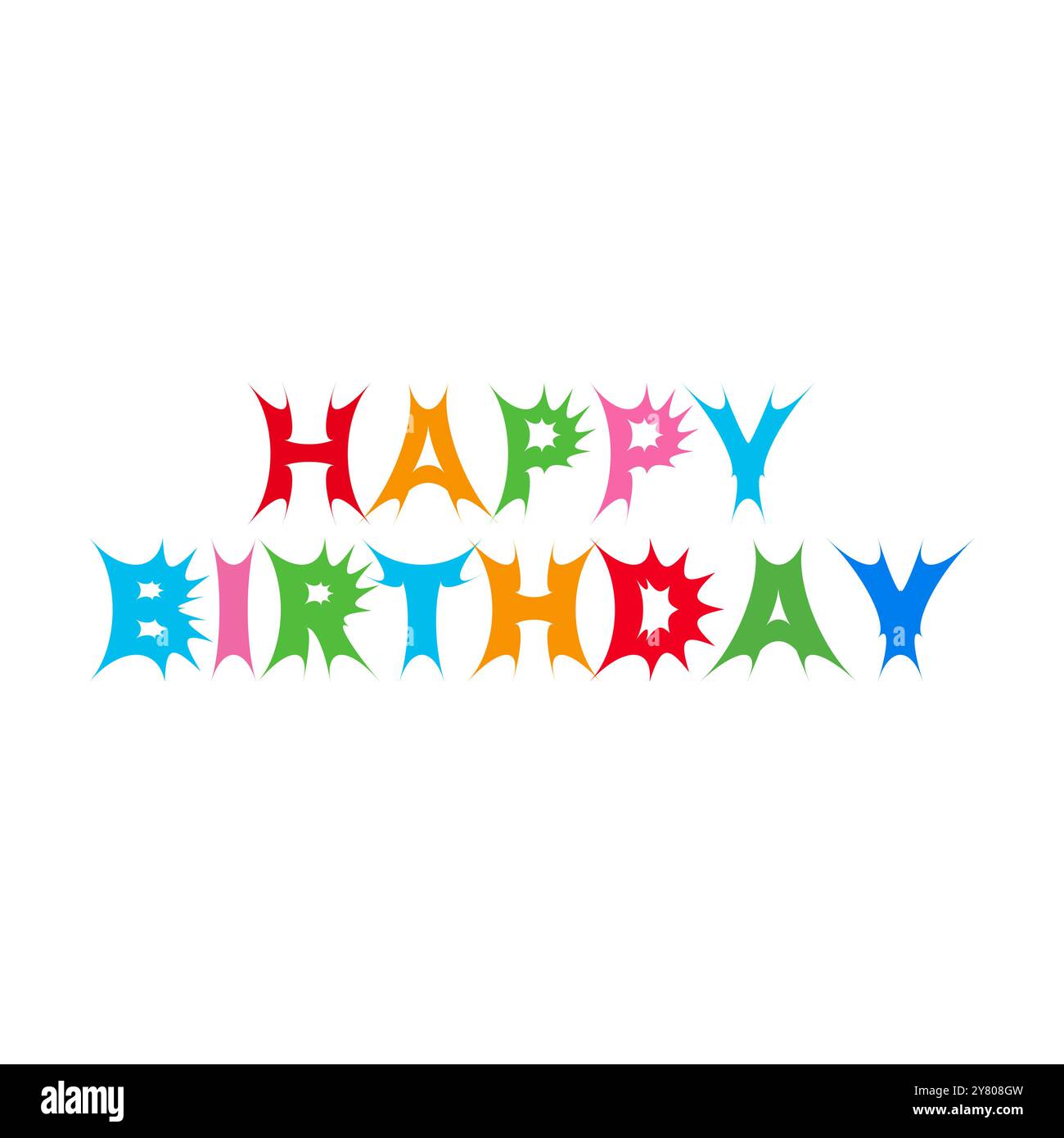 Decorative happy birthday text vector design with different colorful ...