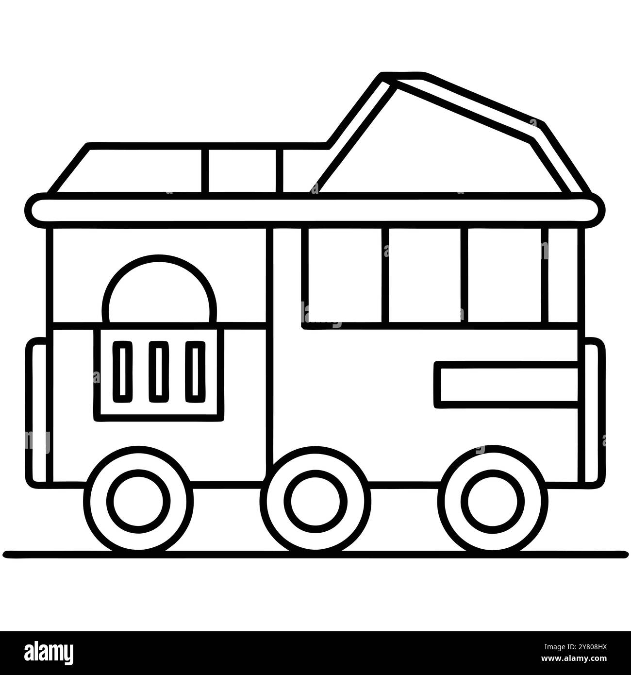 Simple line art illustration of a toy train. perfect for childrens ...