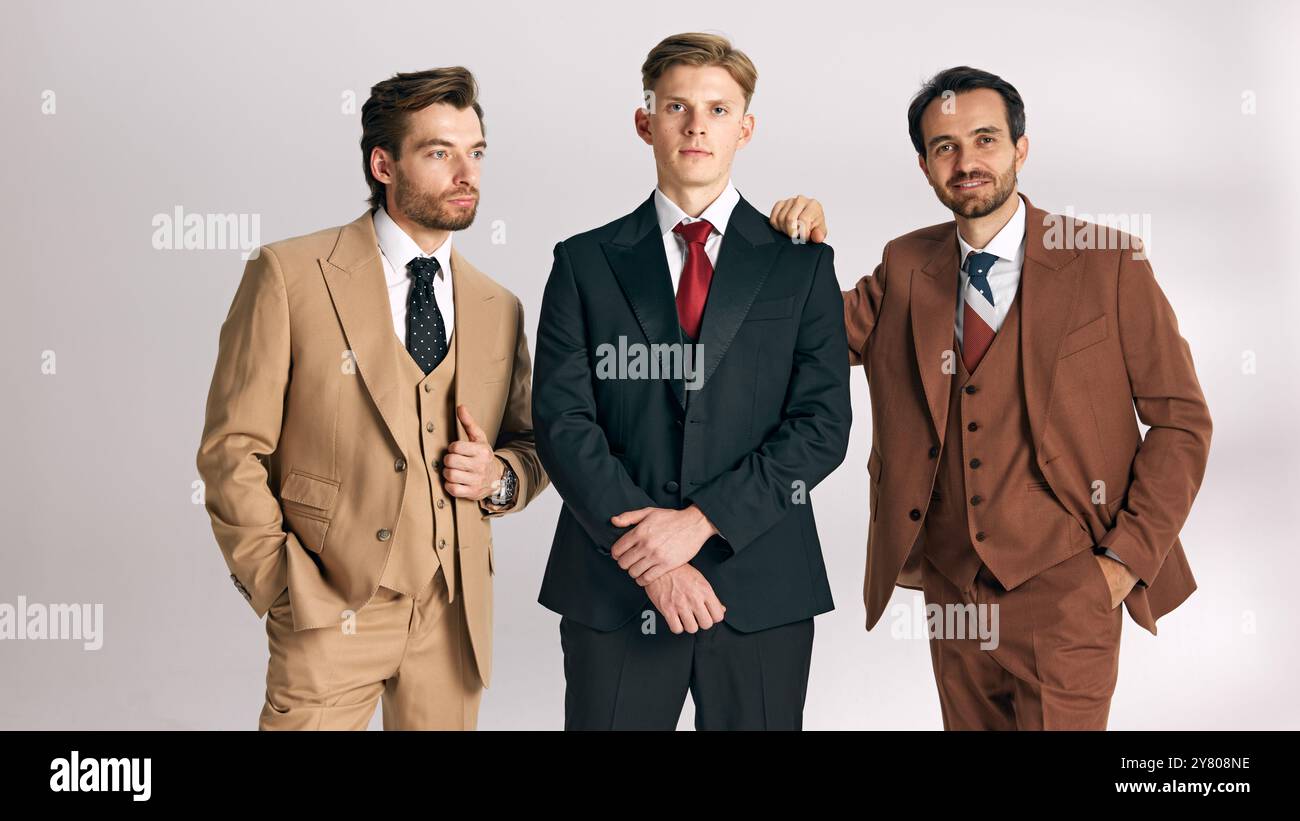 Classic, sleek poses exuding authority and professionalism. Strong male ...