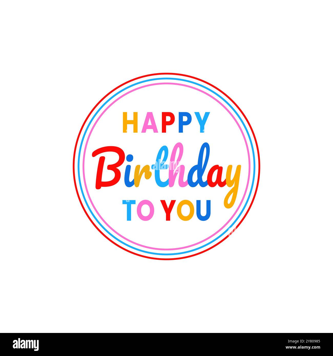 Birthday text vector template design. Happy birthday to you in round ...