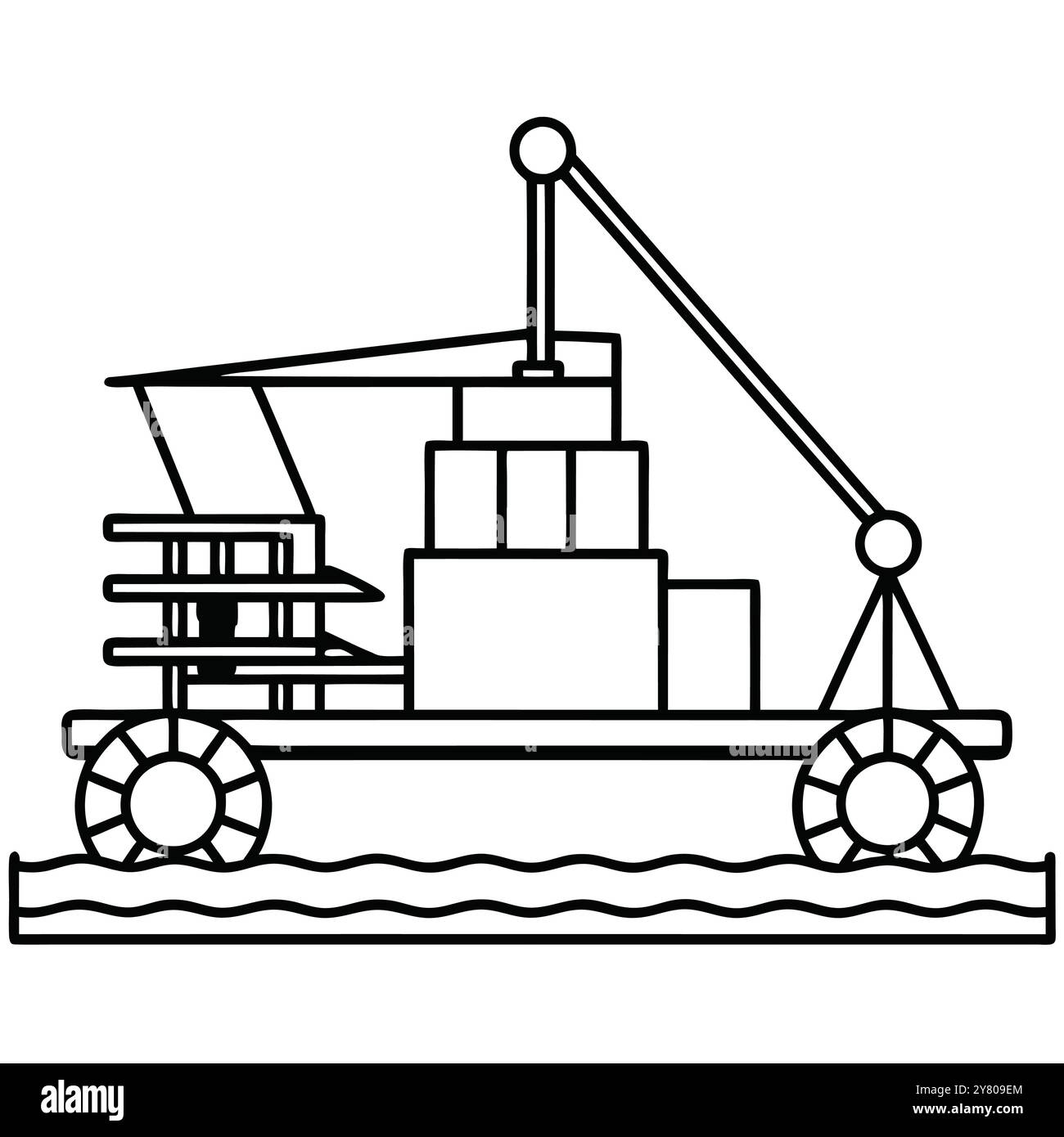 Crane on floating platform Stock Vector Images - Alamy
