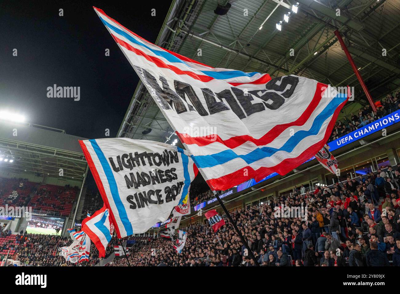 with flags, banner during the UEFA Champions League 2024/25 League ...