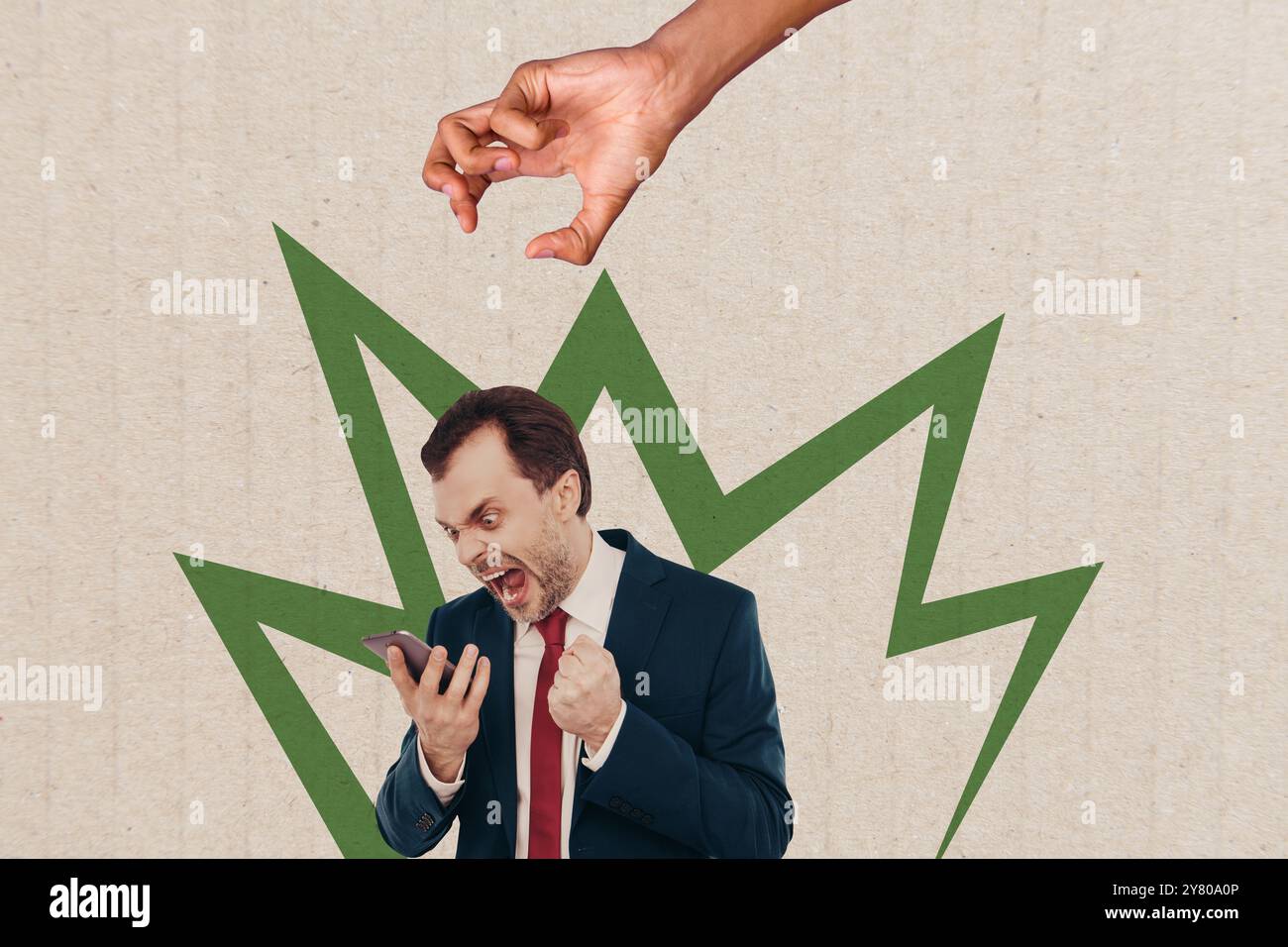 Composite artwork collage image picture of arrm elegant man scream ...