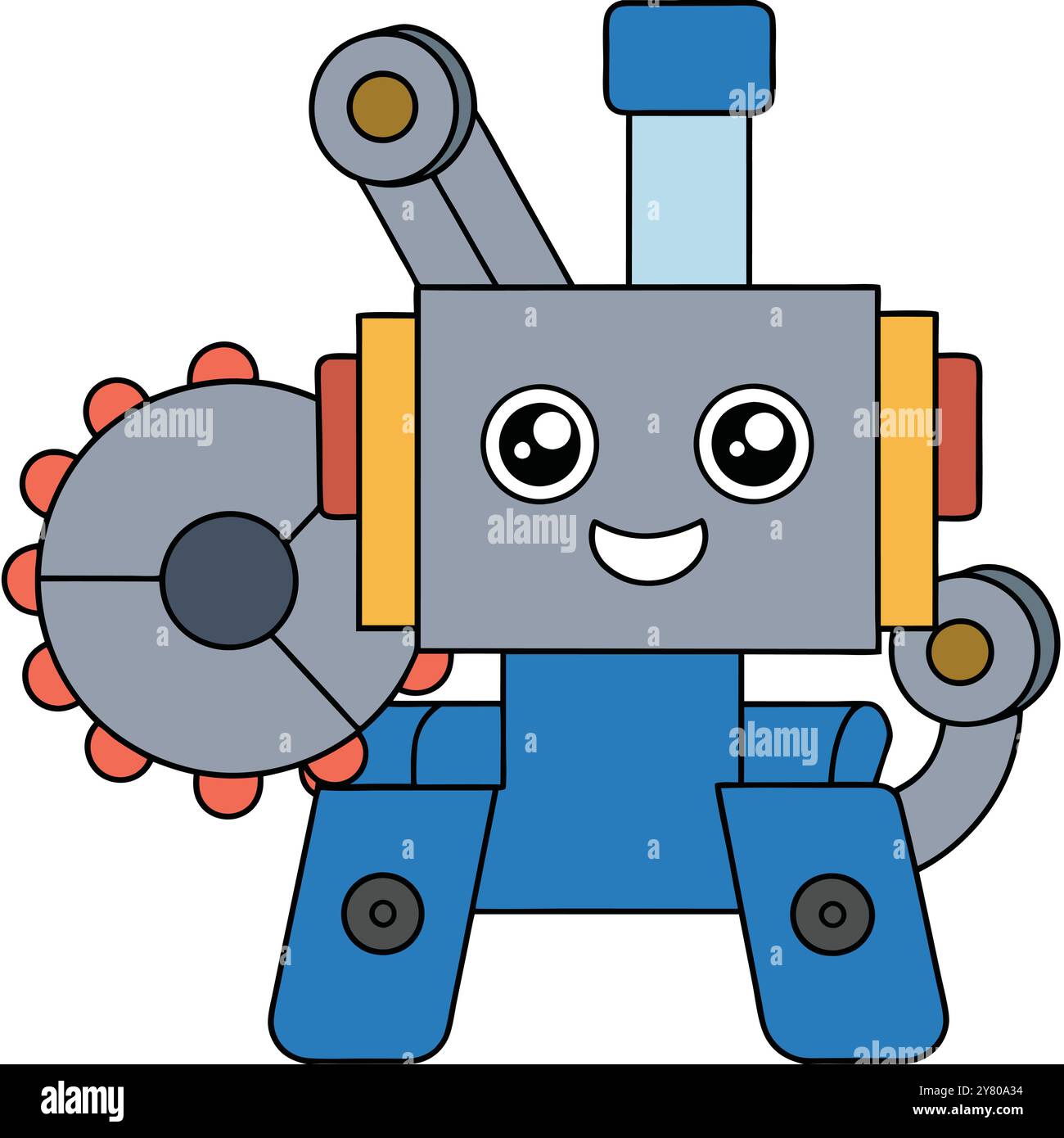 A friendly cartoon robot with a big smile and a spinning wheel. Perfect ...