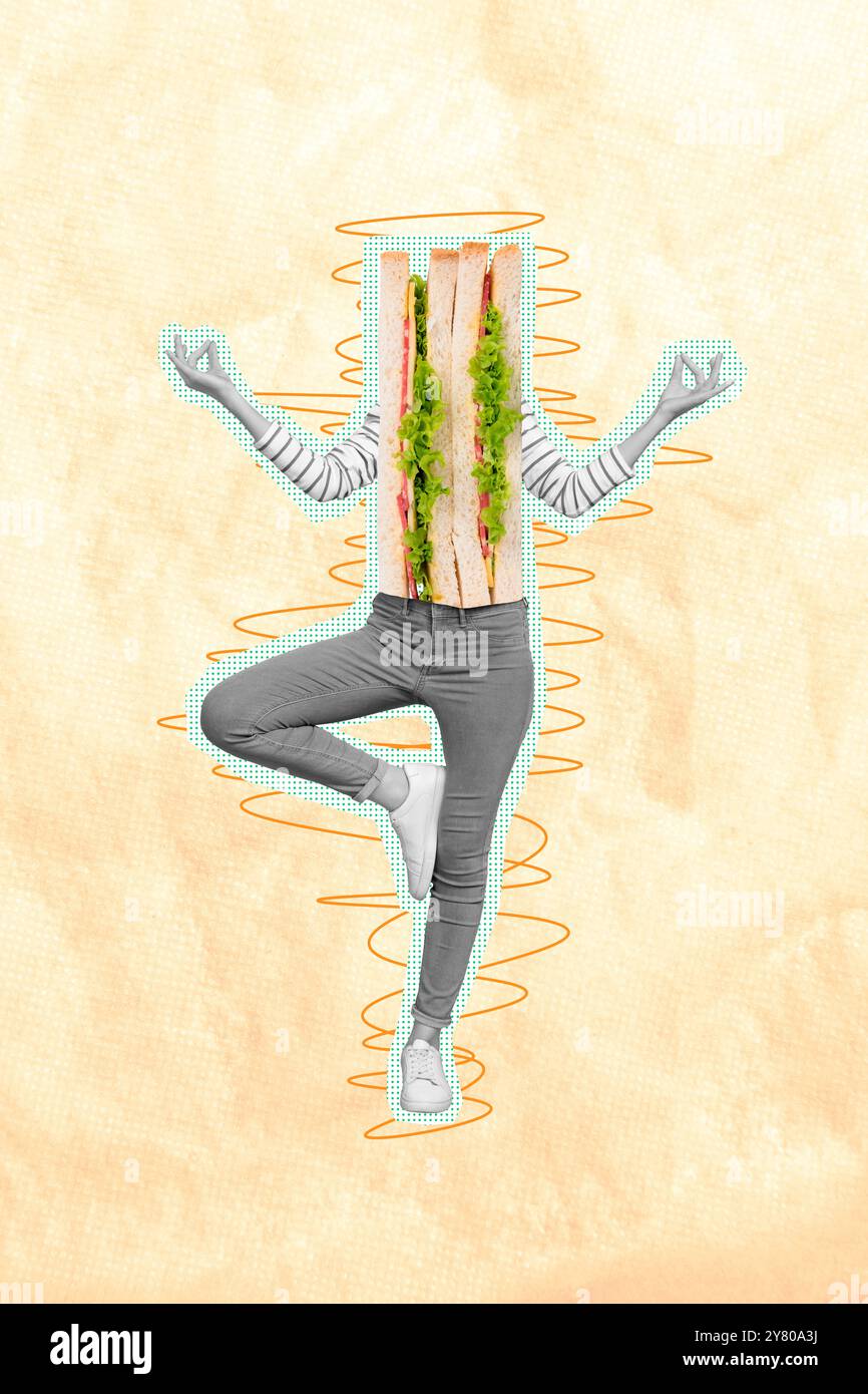 Composite trend artwork sketch photo collage of silhouette dieting ...