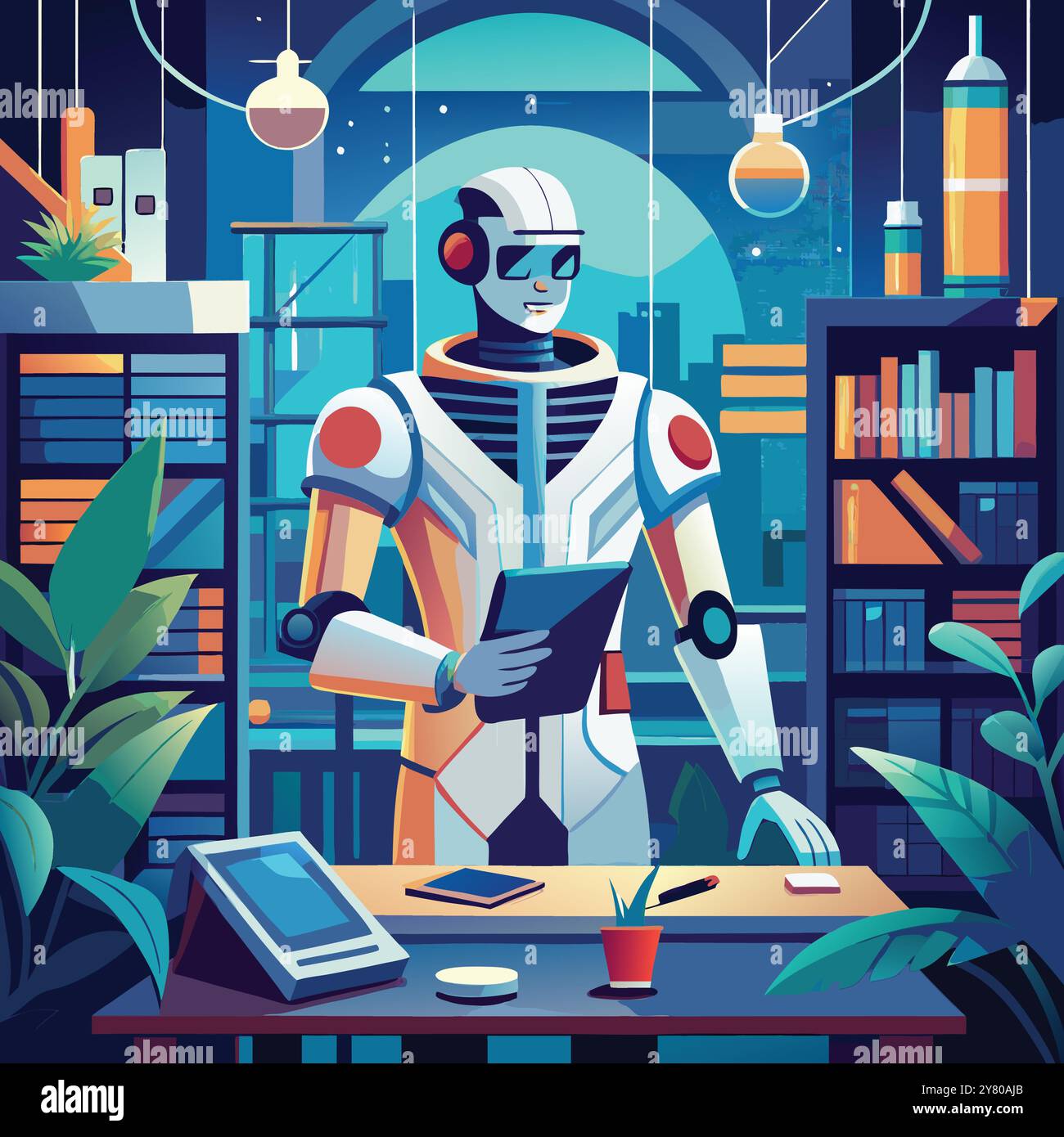 Ai in modern workspace Stock Vector Images - Alamy