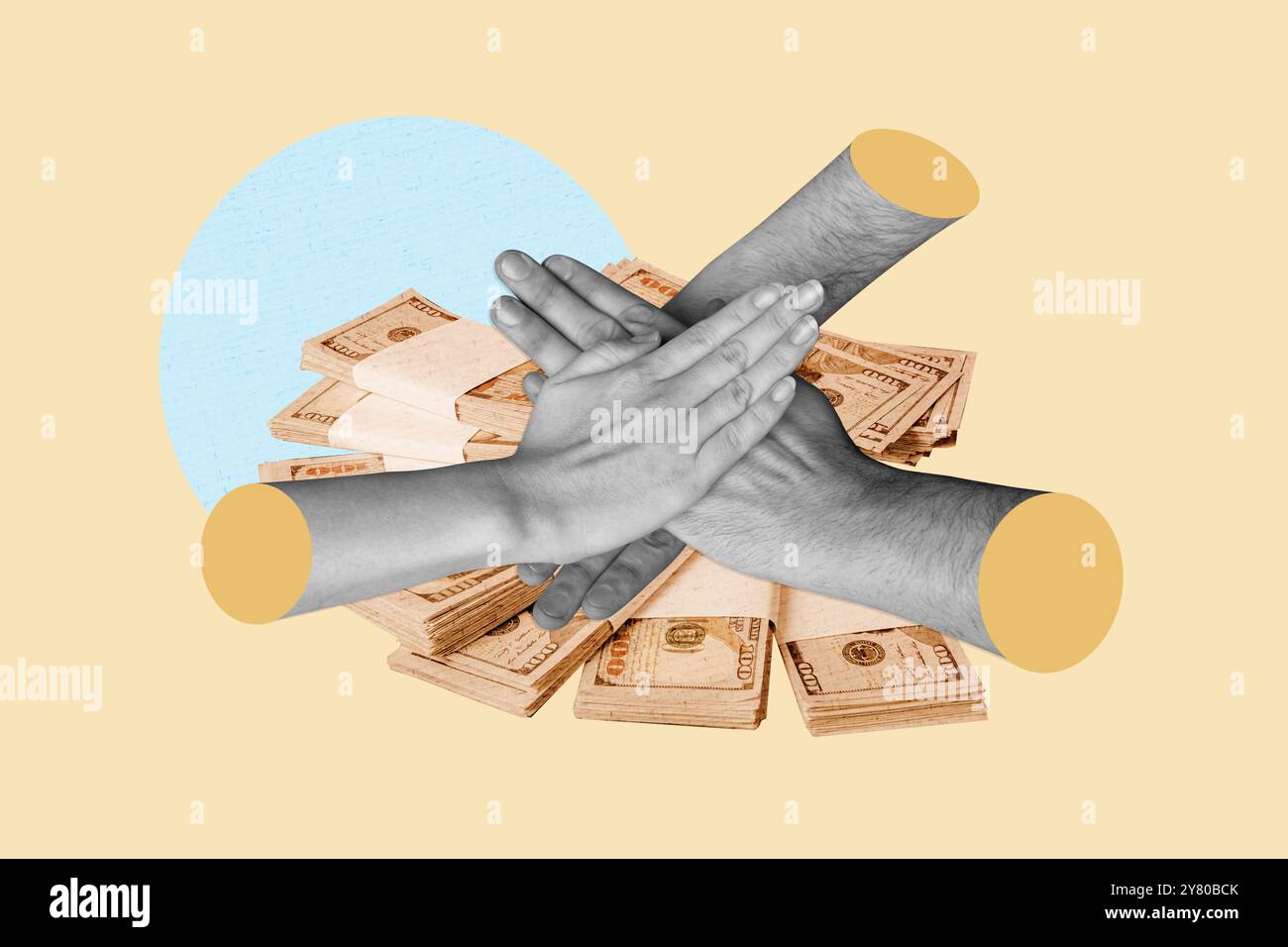 Trend artwork composite photo collage of beige backdrop caricature ...