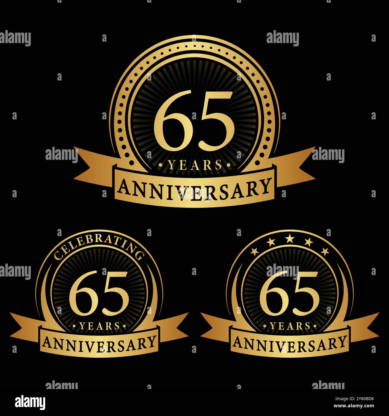 65 years anniversary logo collections. Set of 65th Anniversary logotype ...