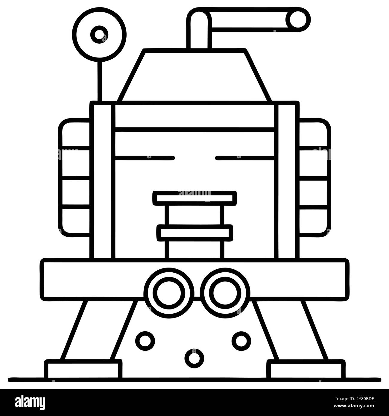 A simple line drawing of a robot with a futuristic design. featuring a ...
