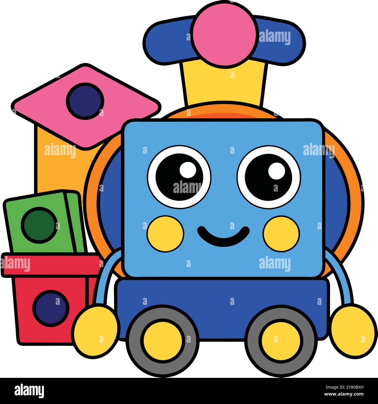 Cute cartoon train with a smiling face and big eyes. Perfect for ...