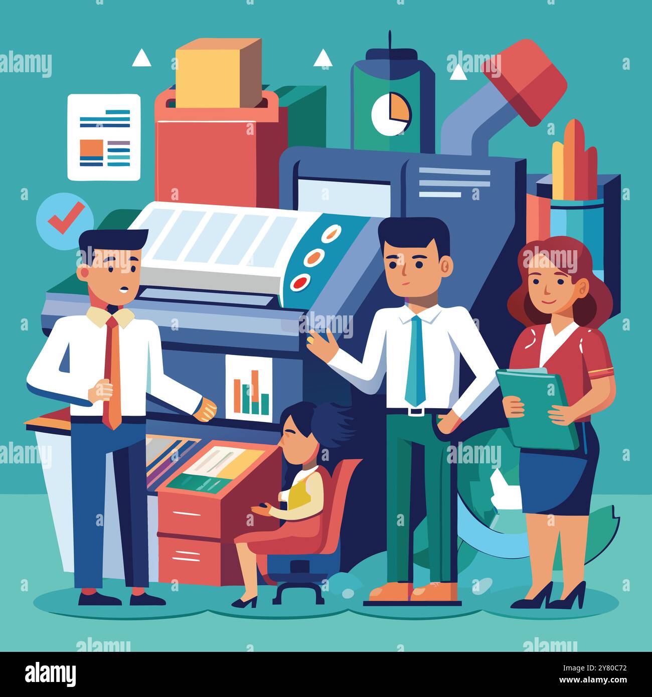Office workers collaborating on project Stock Vector Images - Alamy
