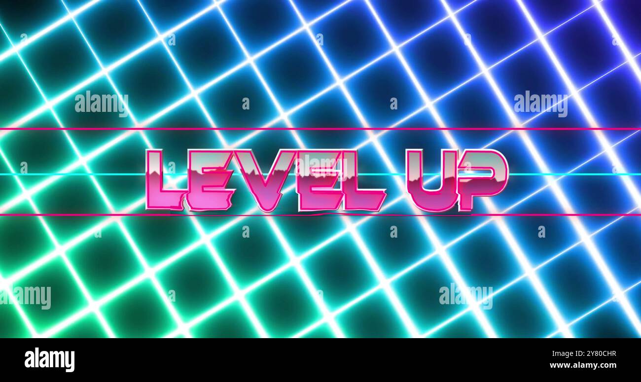 Image of level up text over neon lines on black background Stock Photo ...