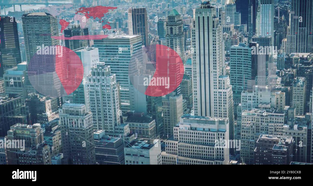 Image of charts processing data over modern cityscape Stock Photo - Alamy