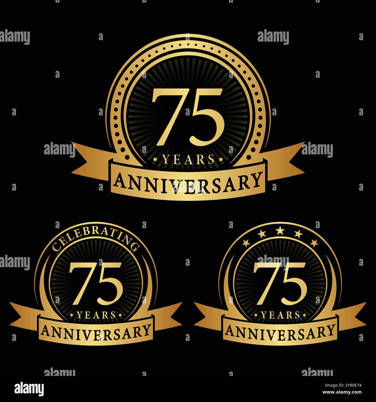 75 years anniversary logo collections. Set of 75th Anniversary logotype ...