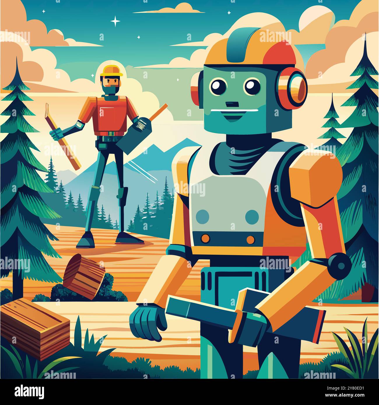 Looking construction stands Stock Vector Images - Alamy