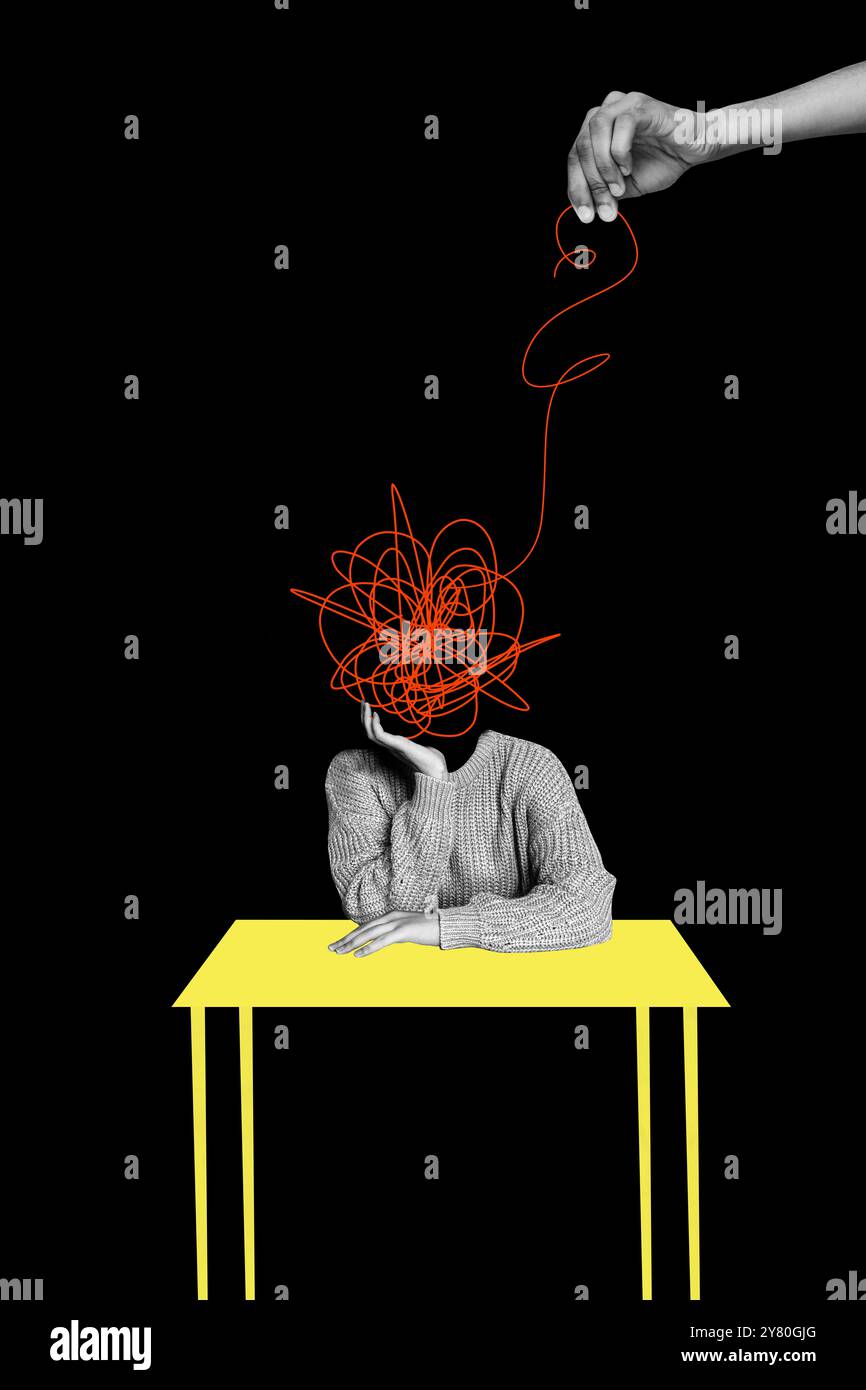 Composite trend artwork sketch collage of person headless young woman ...