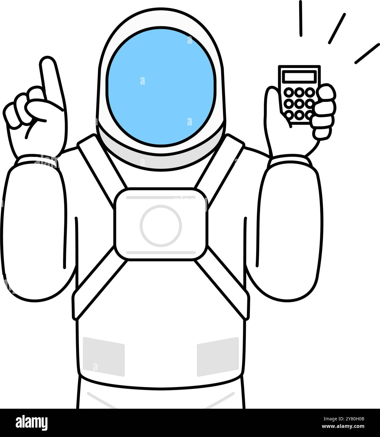 Astronaut holding a calculator and pointing, Vector Illustration Stock ...