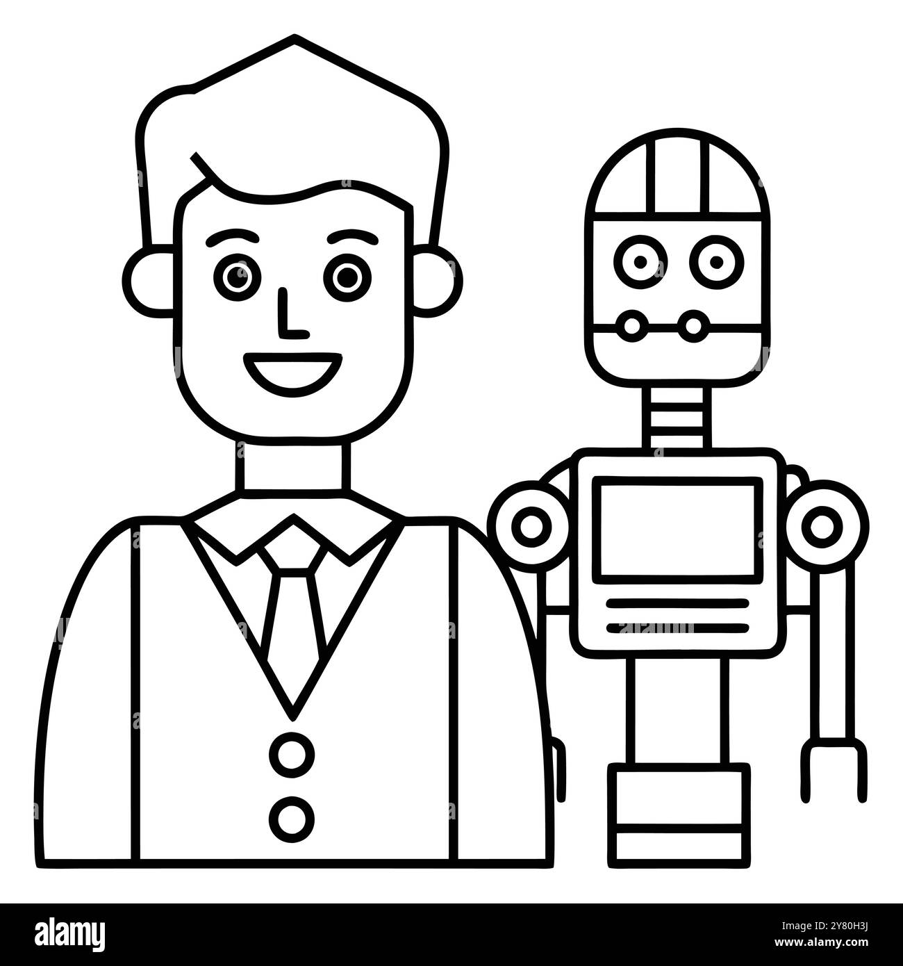 Humans and machine Black and White Stock Photos & Images - Alamy