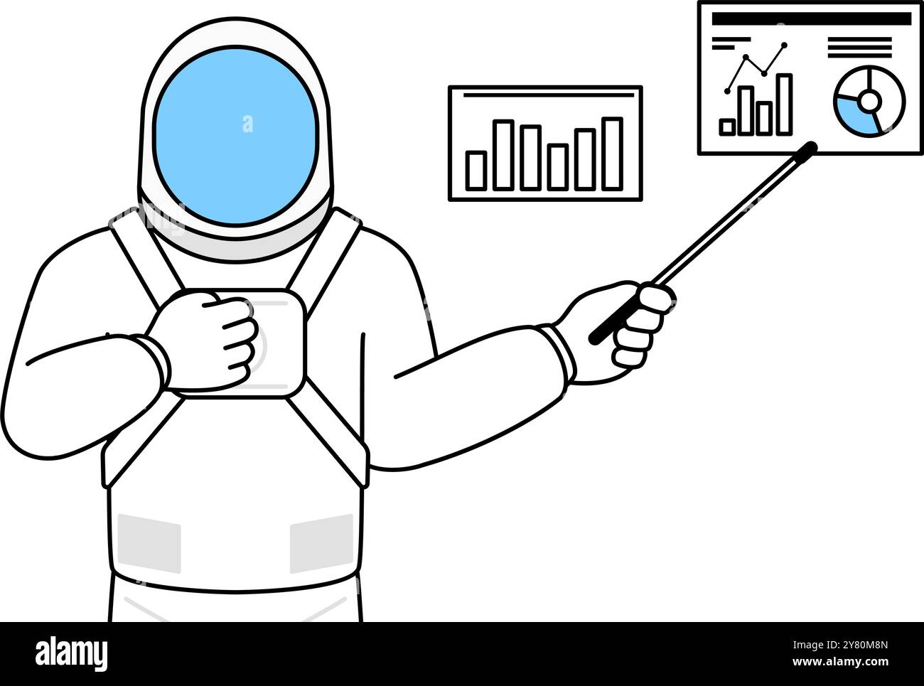 Astronaut analyzing a performance graph, Vector Illustration Stock ...