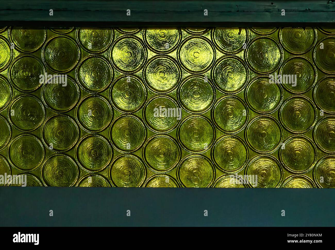 Indoor Elegance: Green and Yellow Matte Finish Glass Wall with Round ...