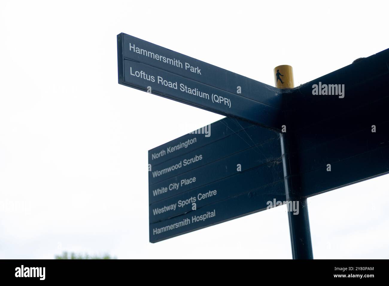 LONDON- AUGUST 15, 2024: Pedestrian signs in White City for Loftus Road ...