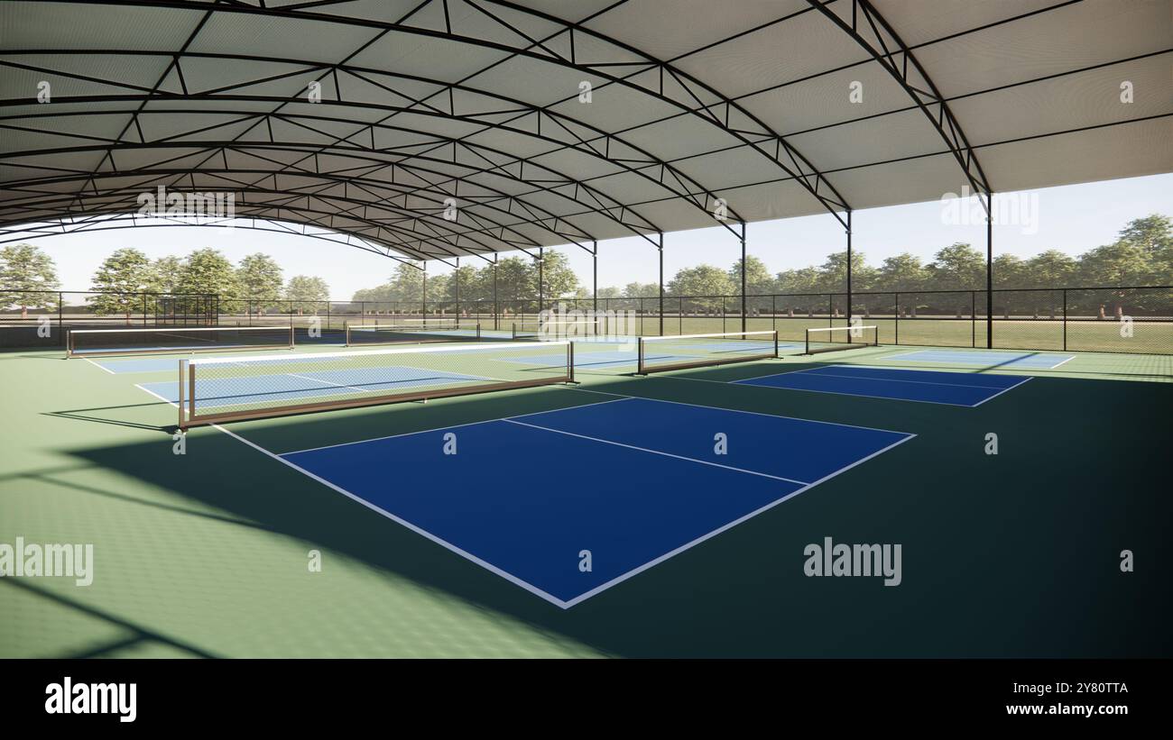 outdoor pickleball courts with shade structure Stock Photo - Alamy