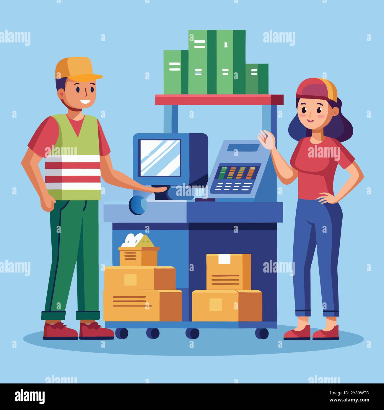 Delivery driver handing Stock Vector Images - Alamy