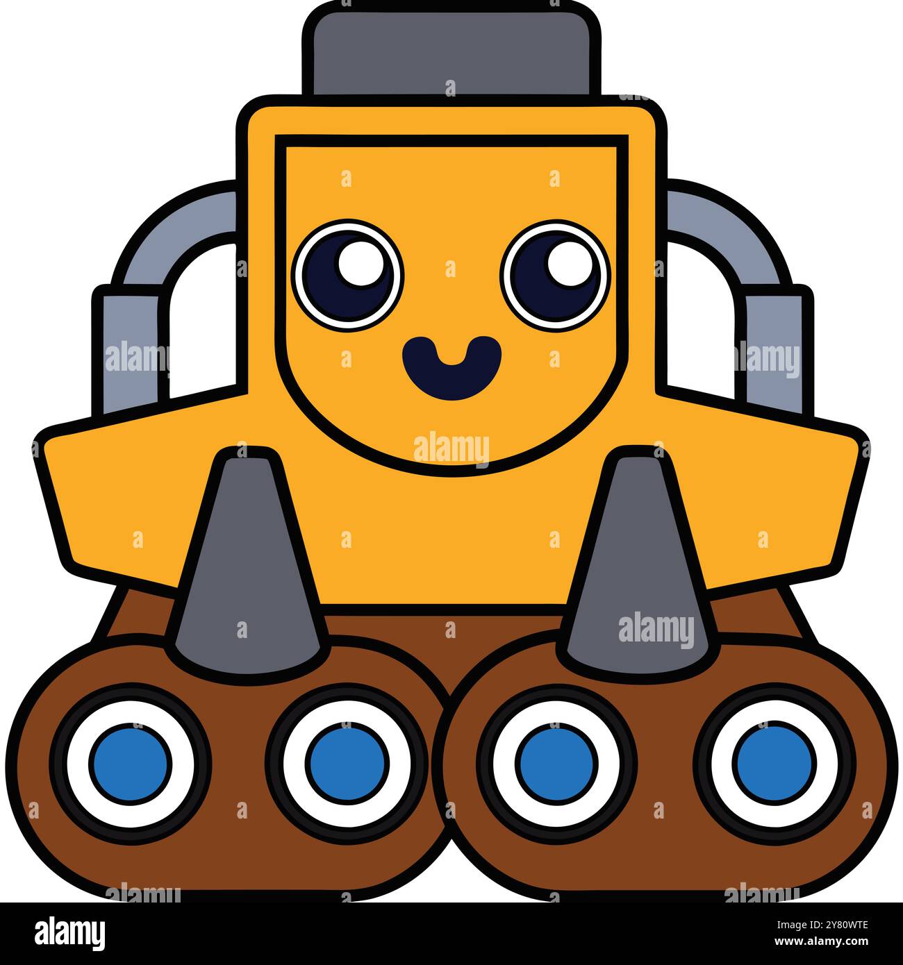 Cute cartoon bulldozer with big eyes and a friendly smile. Perfect for ...