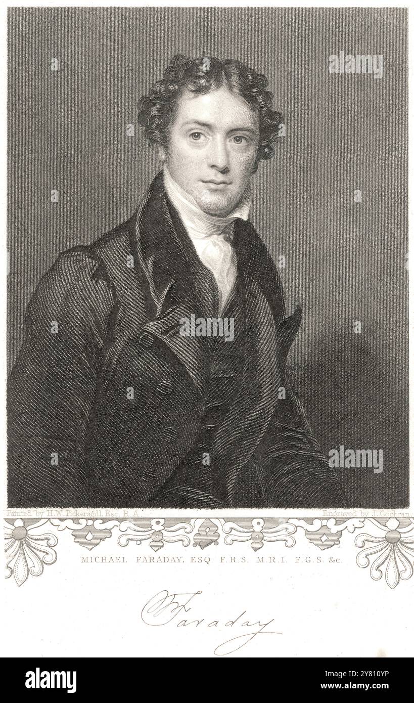 Portrait of Michael Faraday (1791-1867) Historical Engraving Stock ...