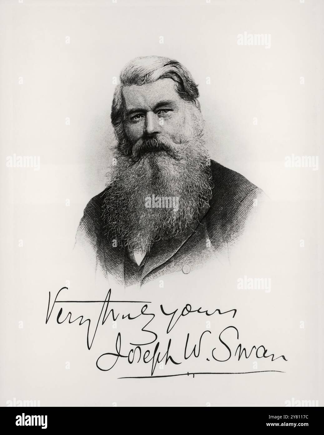 Portrait of Joseph Wilson Swan (1828-1914) Historical Engraving Stock ...