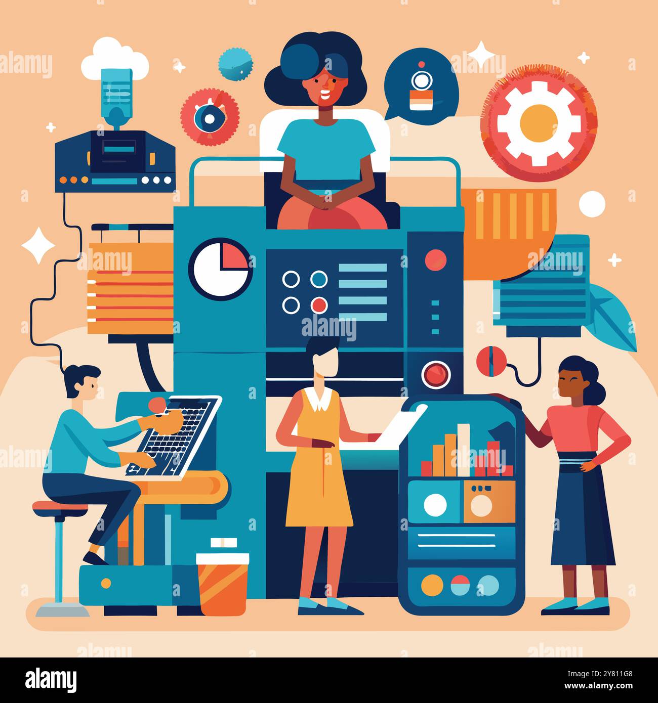 AI powered technology drives a diverse team of professionals ...