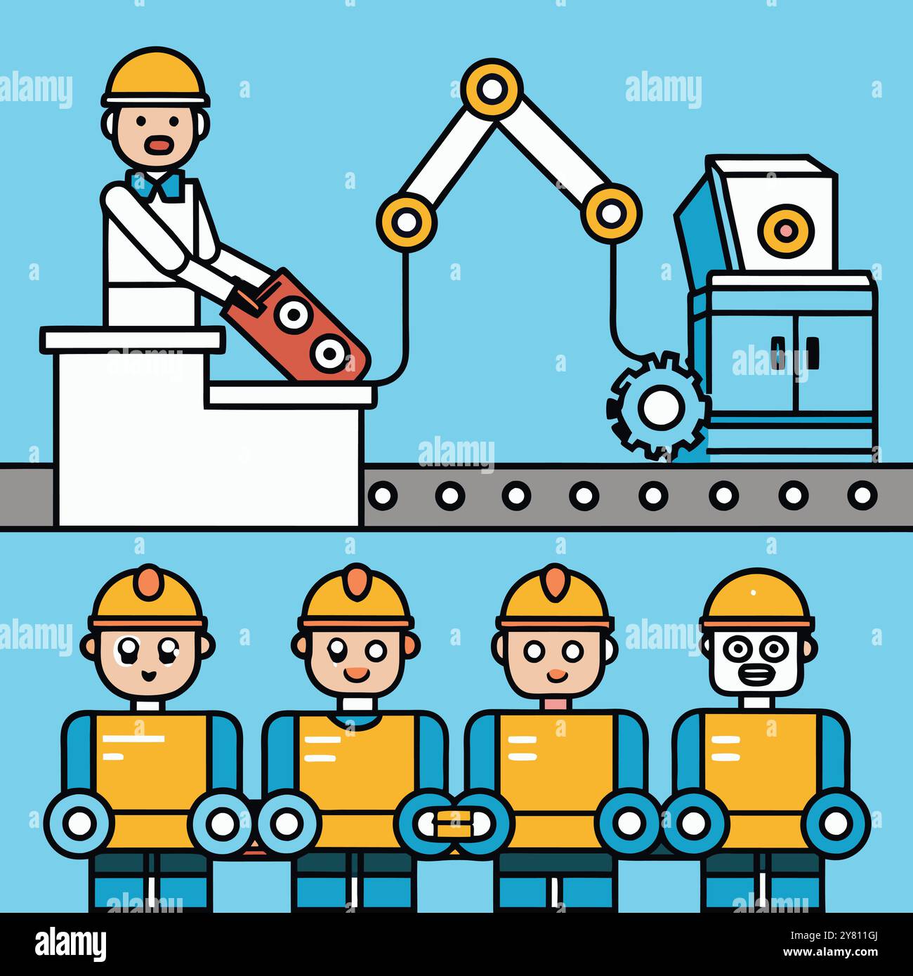 Robot replacing human Stock Vector Images - Alamy