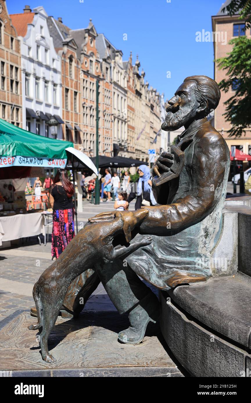 Bronze statue of former and popular Brussels Mayor, Charles Karel Buls ...
