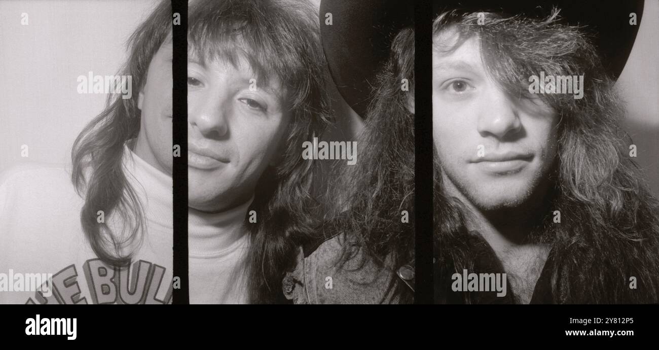 Portrait of Jon Bon Jovi and Richie Sambora of the American rock band ...