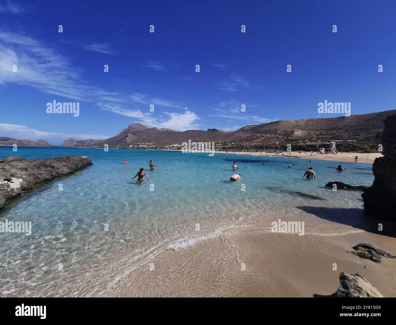 Falassarna, Greece. 10th Sep, 2024. People swimming at Falassarna Beach ...