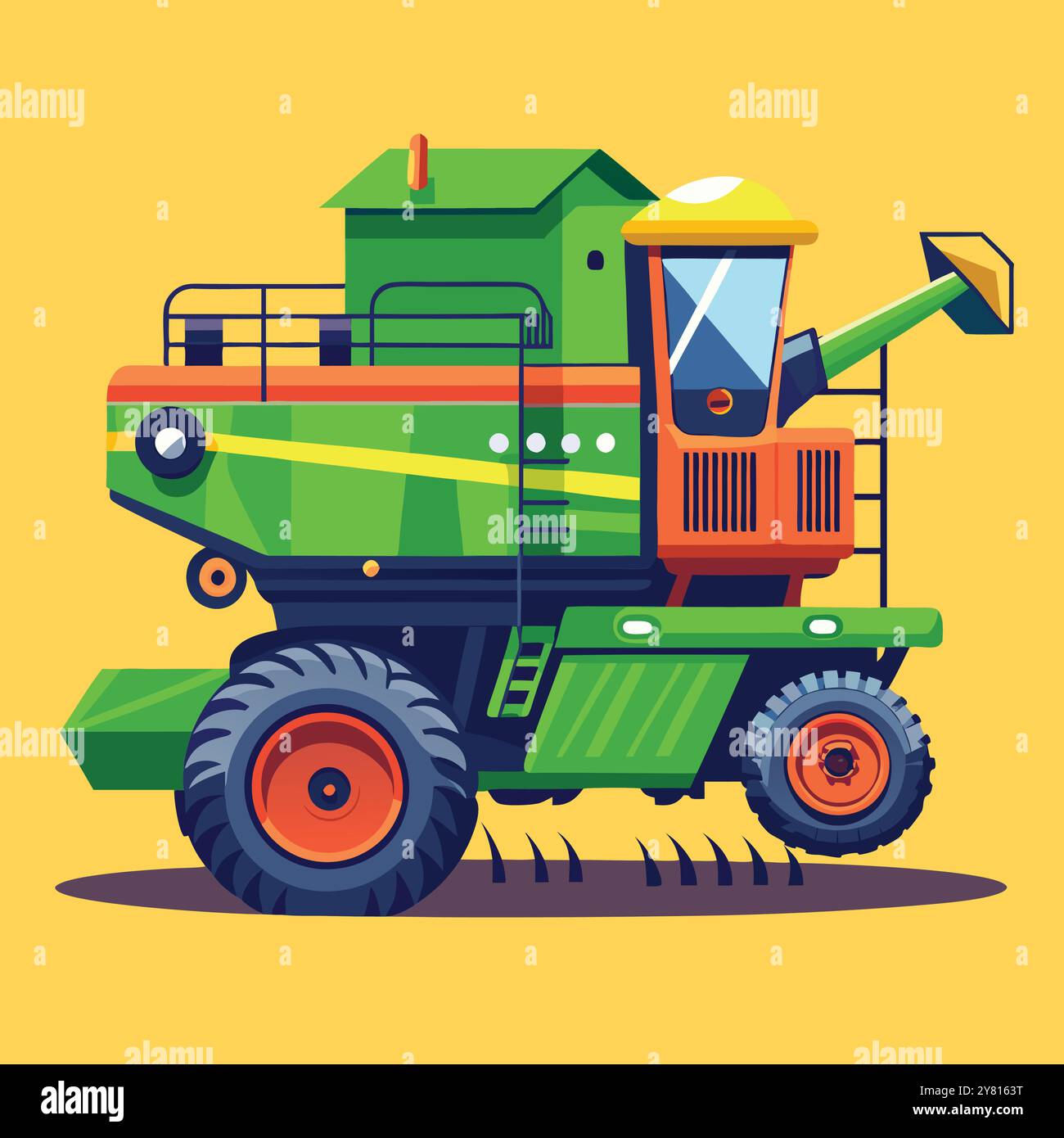 Combine harvester in barley field Stock Vector Images - Alamy