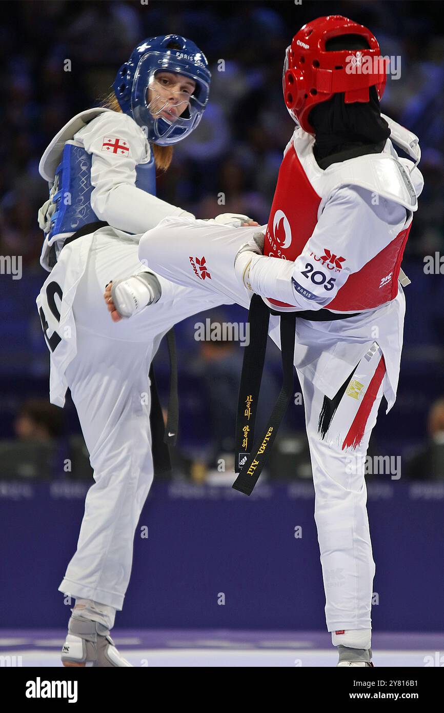 Ana JAPARIDZE of Georgia (blue) wins bronze vs Salma ALI ABD AL MONEEM ...
